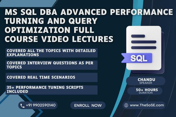 Ms Sql Dba Advanced Performance Tuning And Query Optimization Live Class